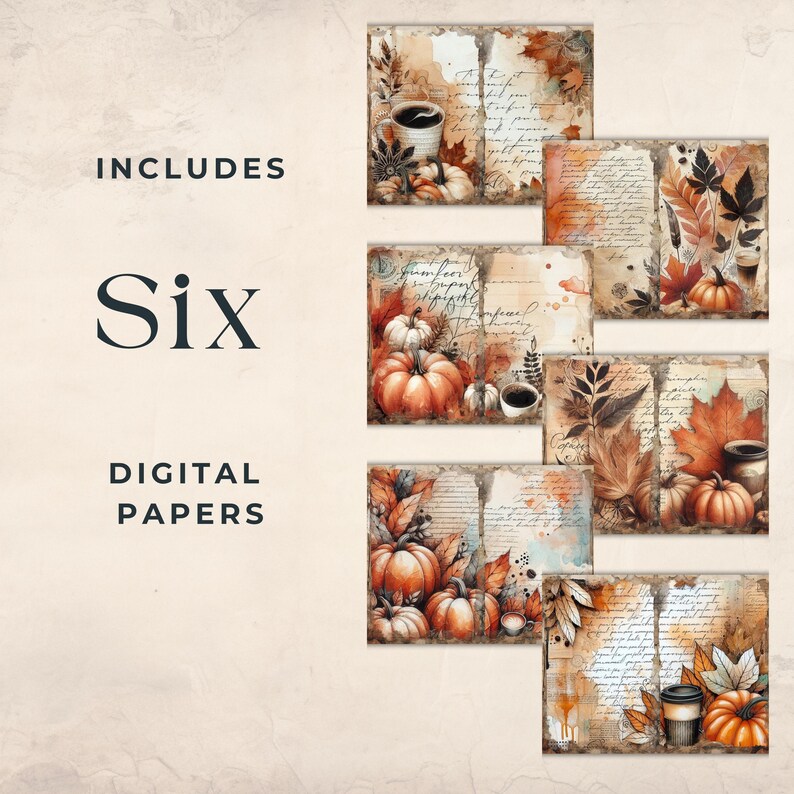 Digital Cozy Autumn Junk Journal Kit, Pumpkin Journal, Vintage Autumn ...