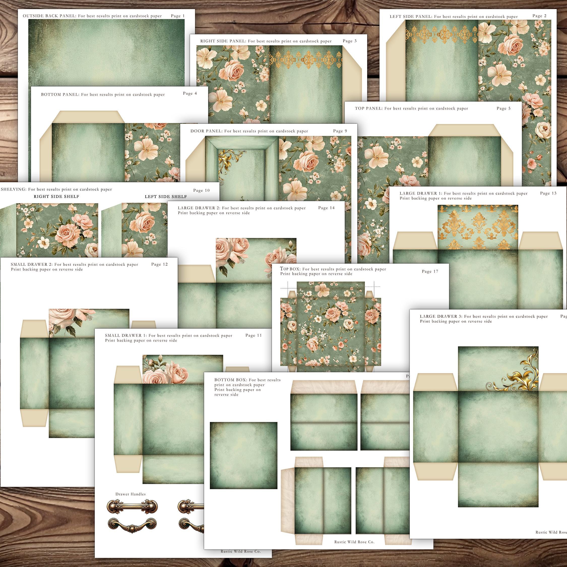 Digital Printable Shabby Cabinet Kit – DIY Vintage Ephemera Storage ...