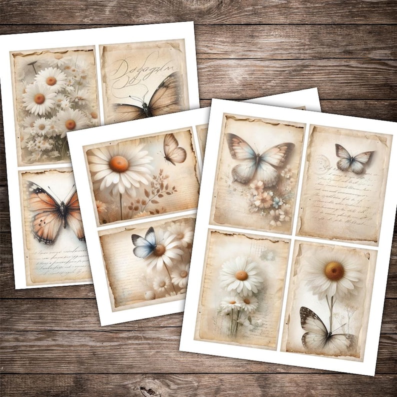 Daisies and Butterflies Junk Journal Complete Kit – Printable Vintage ...