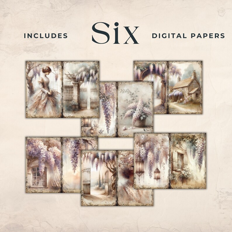 Wisteria Junk Journal Pages, Spring Ephemera, Scrapbook Printable ...