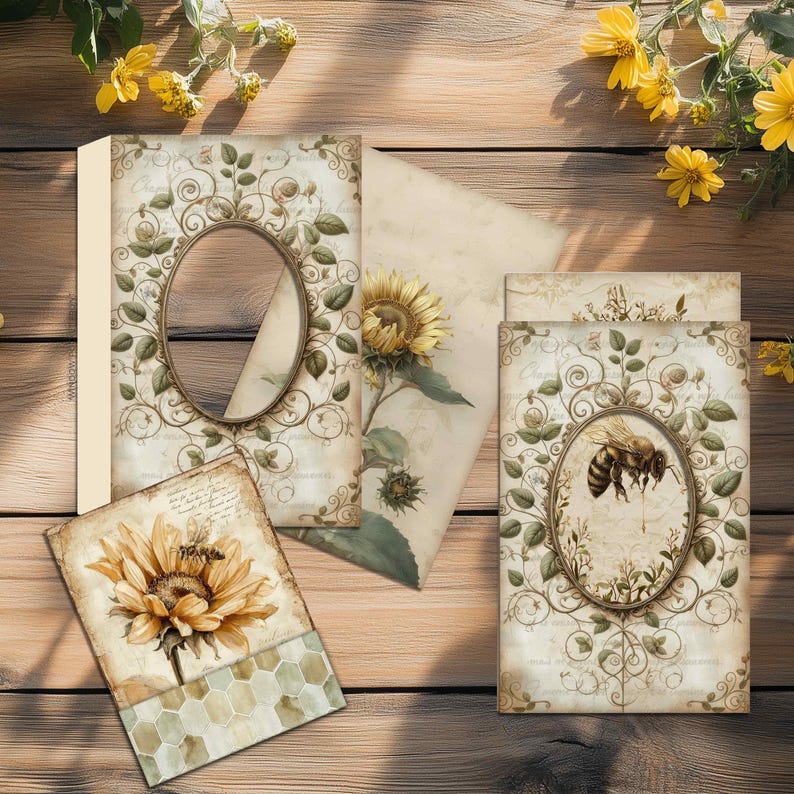 Printable Bee Haven Folio Kit – Vintage Honey Bee Journal Pages ...