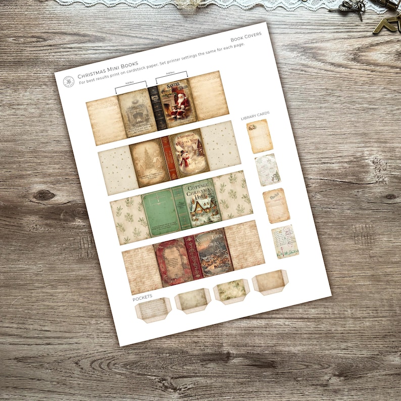 Classic Christmas Mini Book Kit Printable Vintage Books, Junk Journal ...