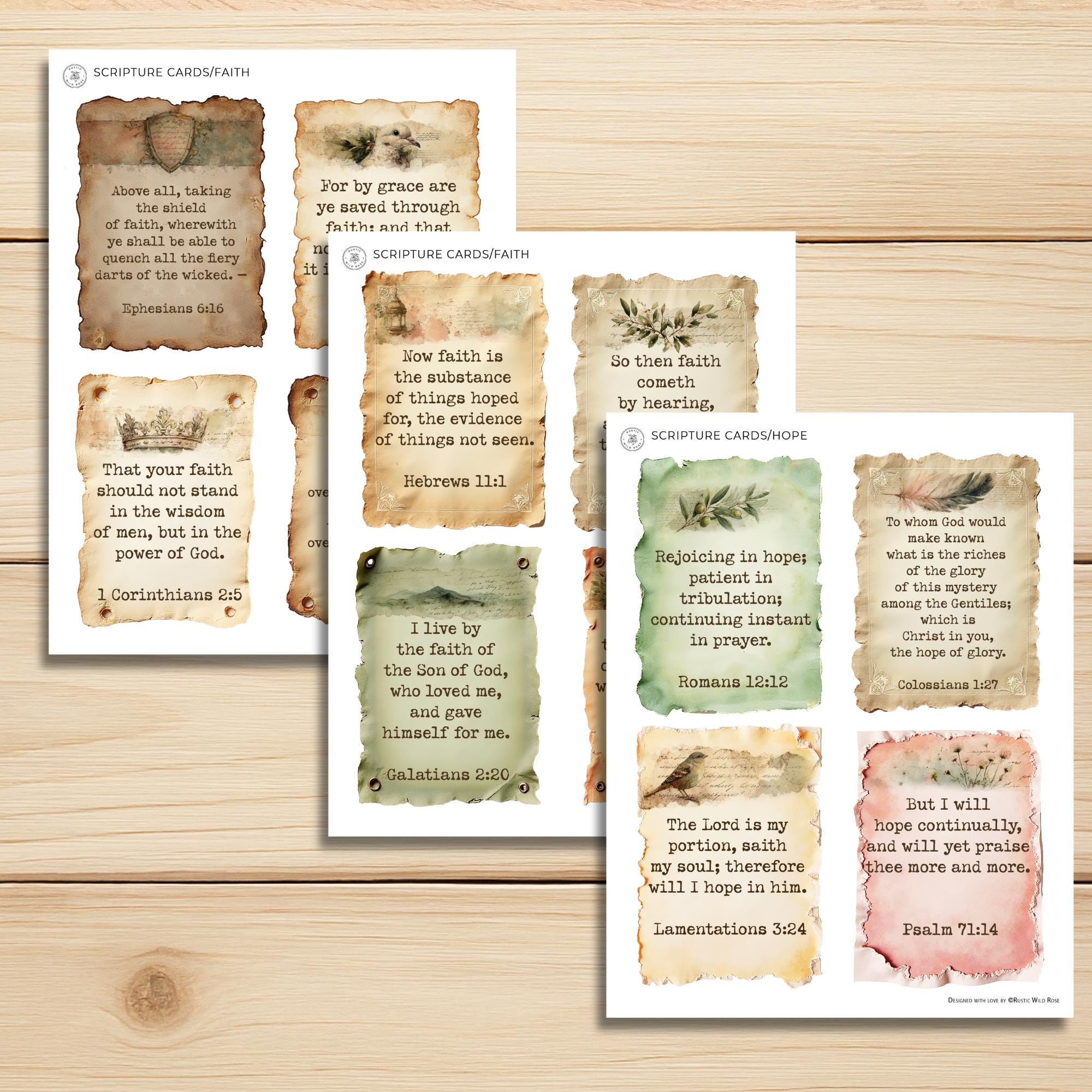 Printable Scripture KJV Junk Journal Kit, Vintage Scripture Cards Set ...