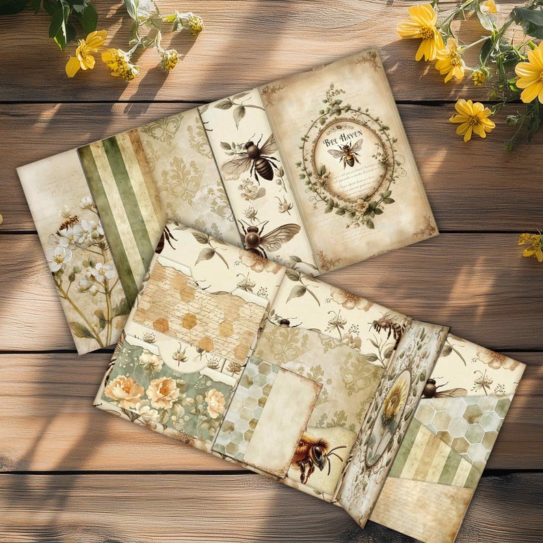 Printable Bee Haven Folio Kit – Vintage Honey Bee Journal Pages ...