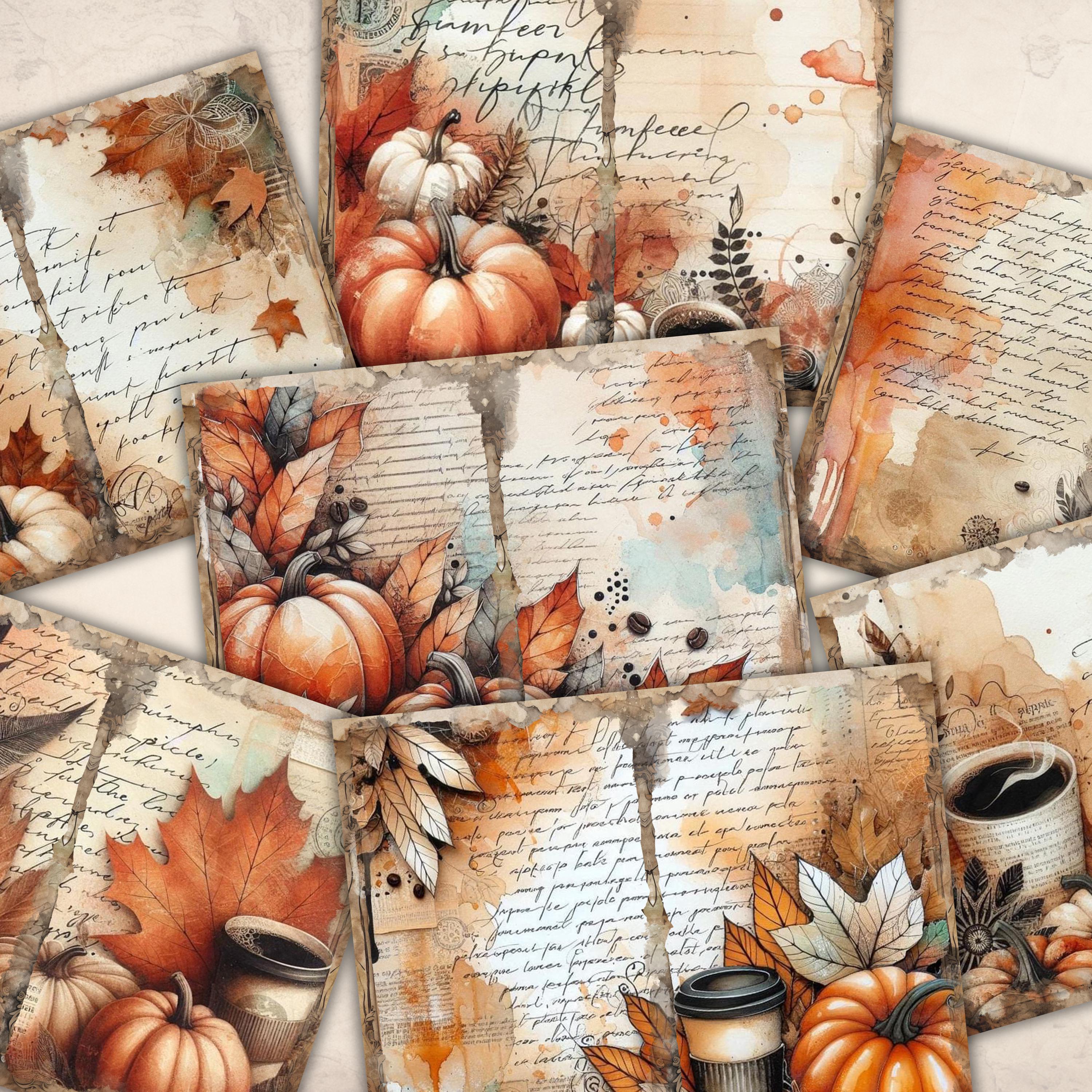 Digital Cozy Autumn Junk Journal Kit, Pumpkin Journal, Vintage Autumn ...