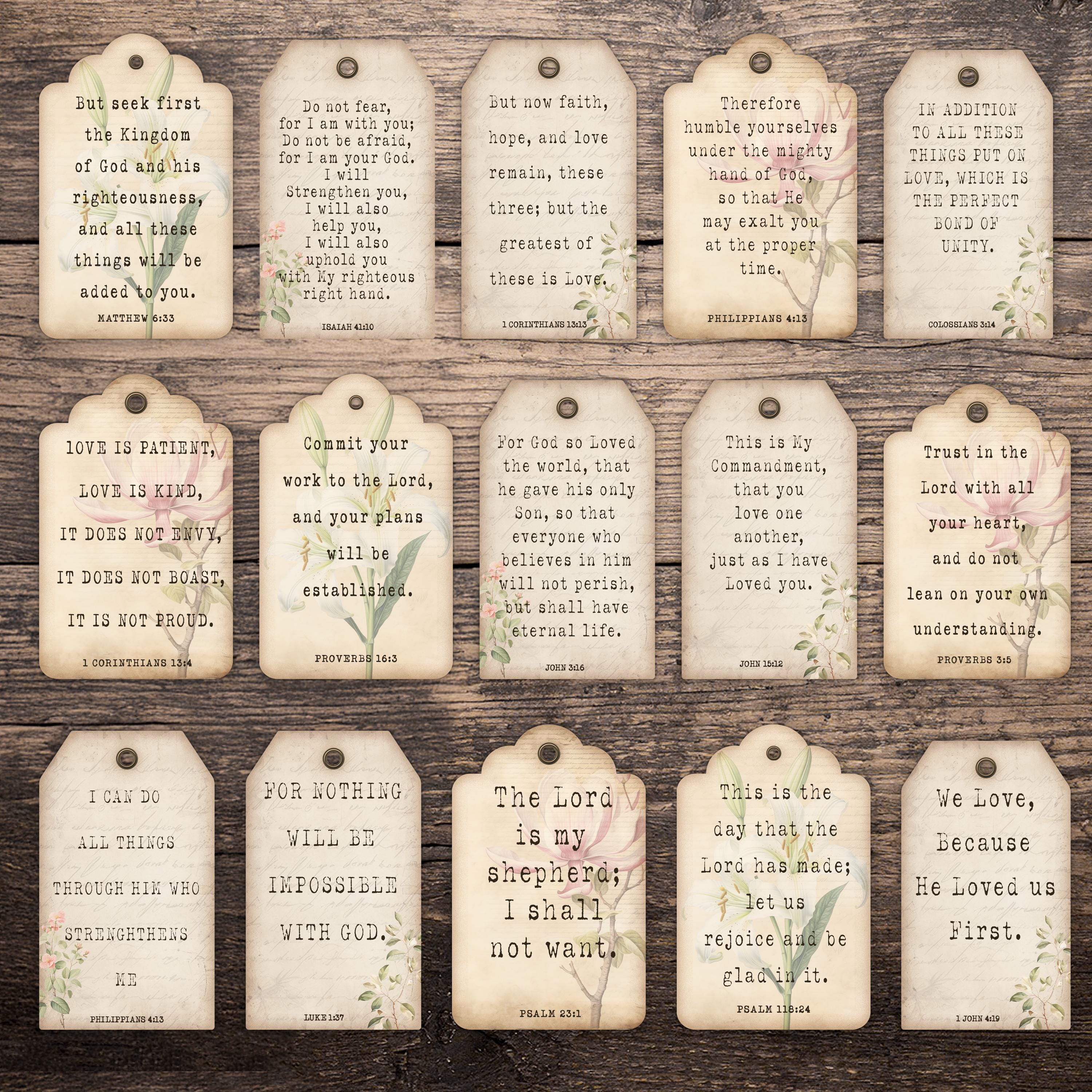 Printable Scripture Tags – Vintage Bible Verse Ephemera – Faith Junk ...
