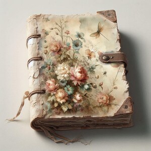 Dragonflies and Flowers Journal Pages, Vintage Flowers, Floral ...