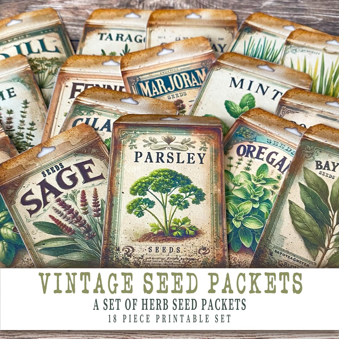 Vintage Herb Seed Packets Printable Seed Envelopes Digital Junk Journal ...