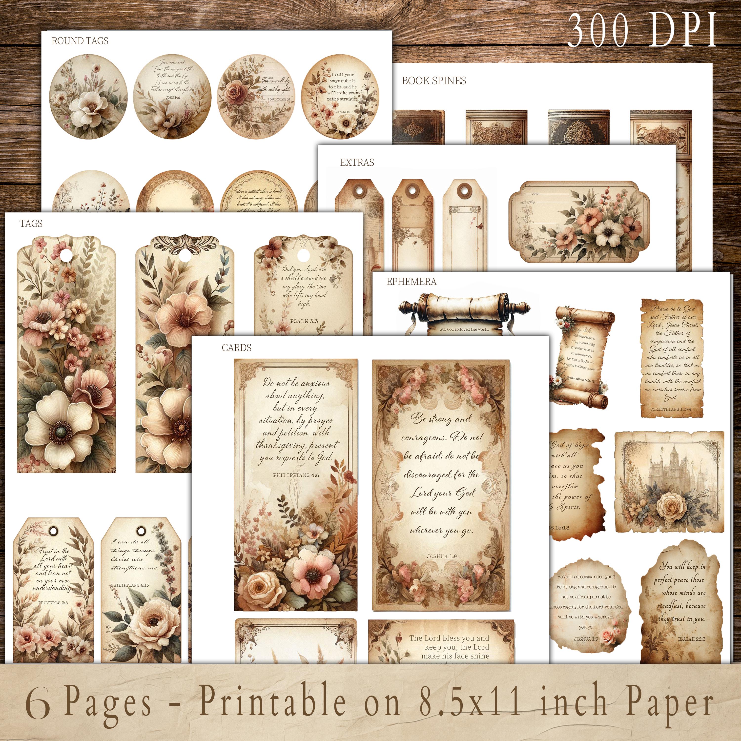 Scripture Scraps Junk Journal Ephemera, Christian Printable, Bible ...