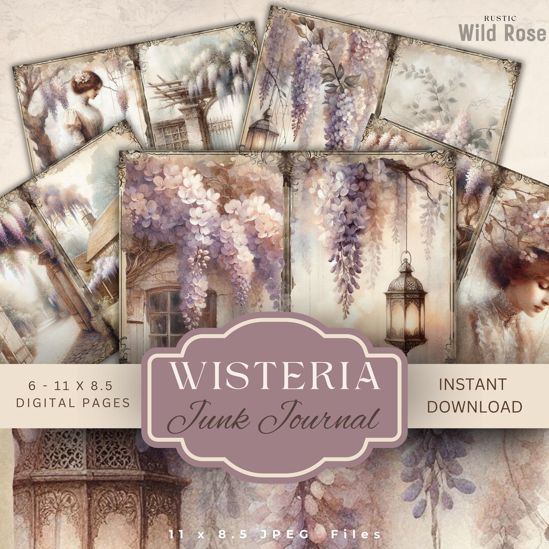 Wisteria Junk Journal Pages, Spring Ephemera, Scrapbook Printable ...