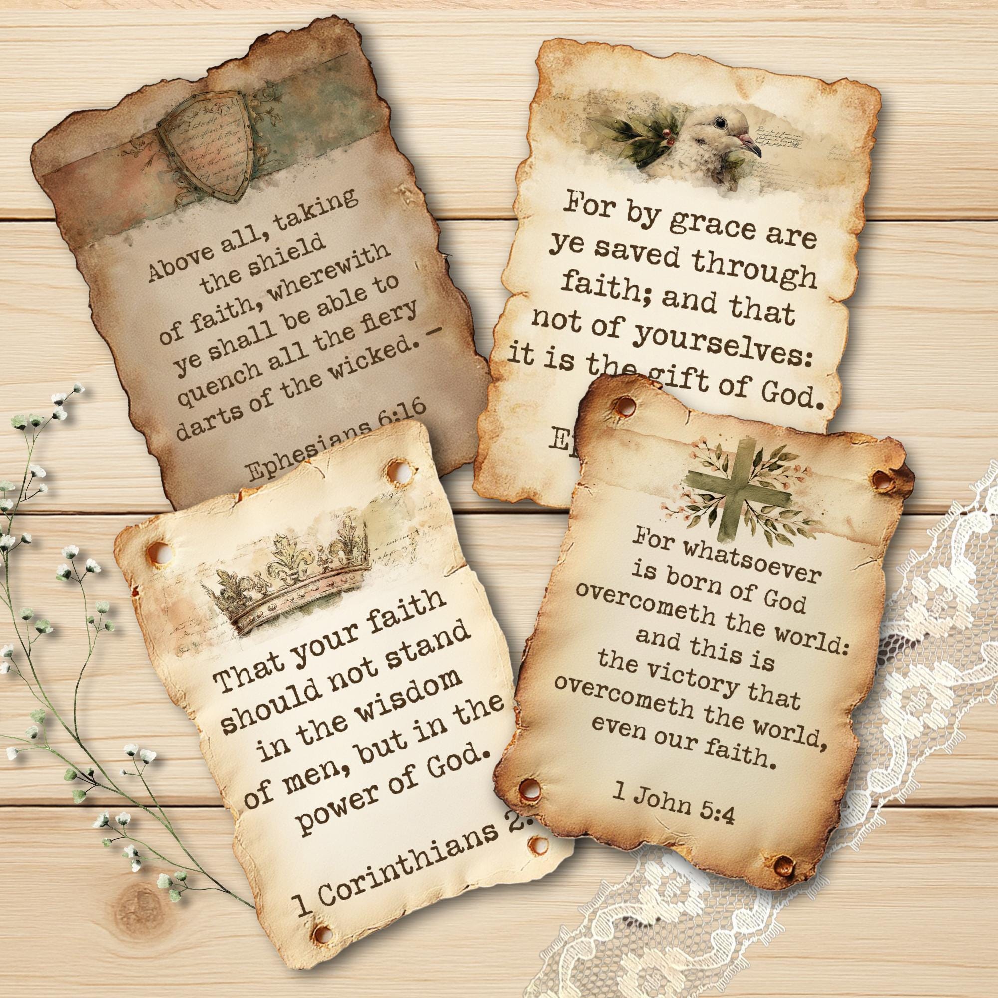 Printable Scripture KJV Junk Journal Kit, Vintage Scripture Cards Set ...