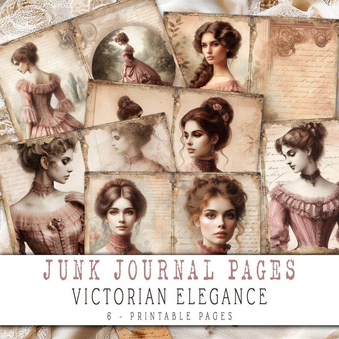 Digital Junk Journal Digital Paper, Victorian Elegance, 6 Digital ...