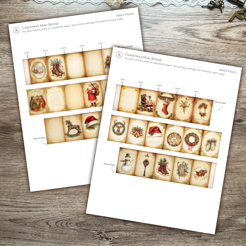 Classic Christmas Mini Book Kit Printable Vintage Books, Junk Journal ...