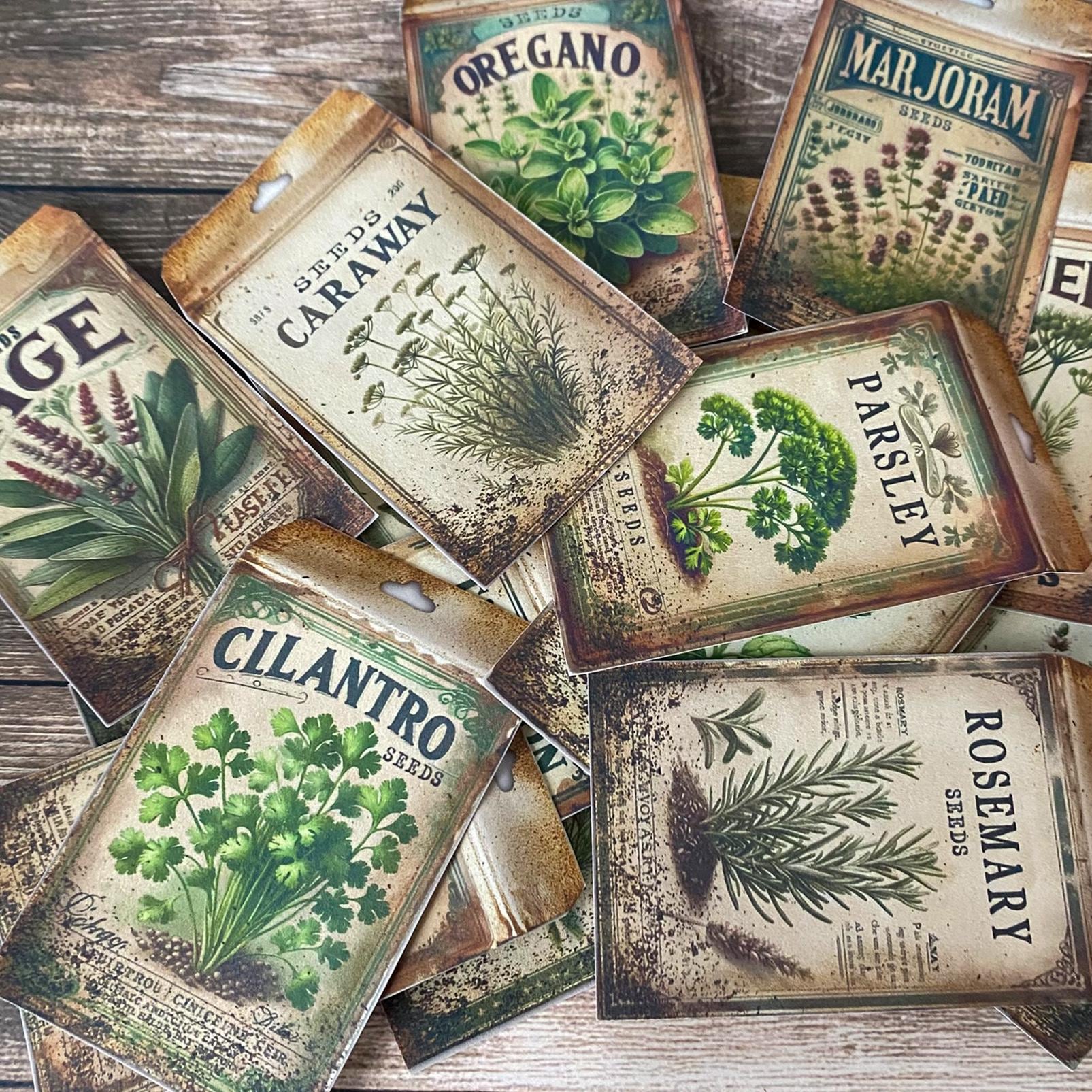 Vintage Herb Seed Packets – Printable Botanical Labels – Digital Junk ...