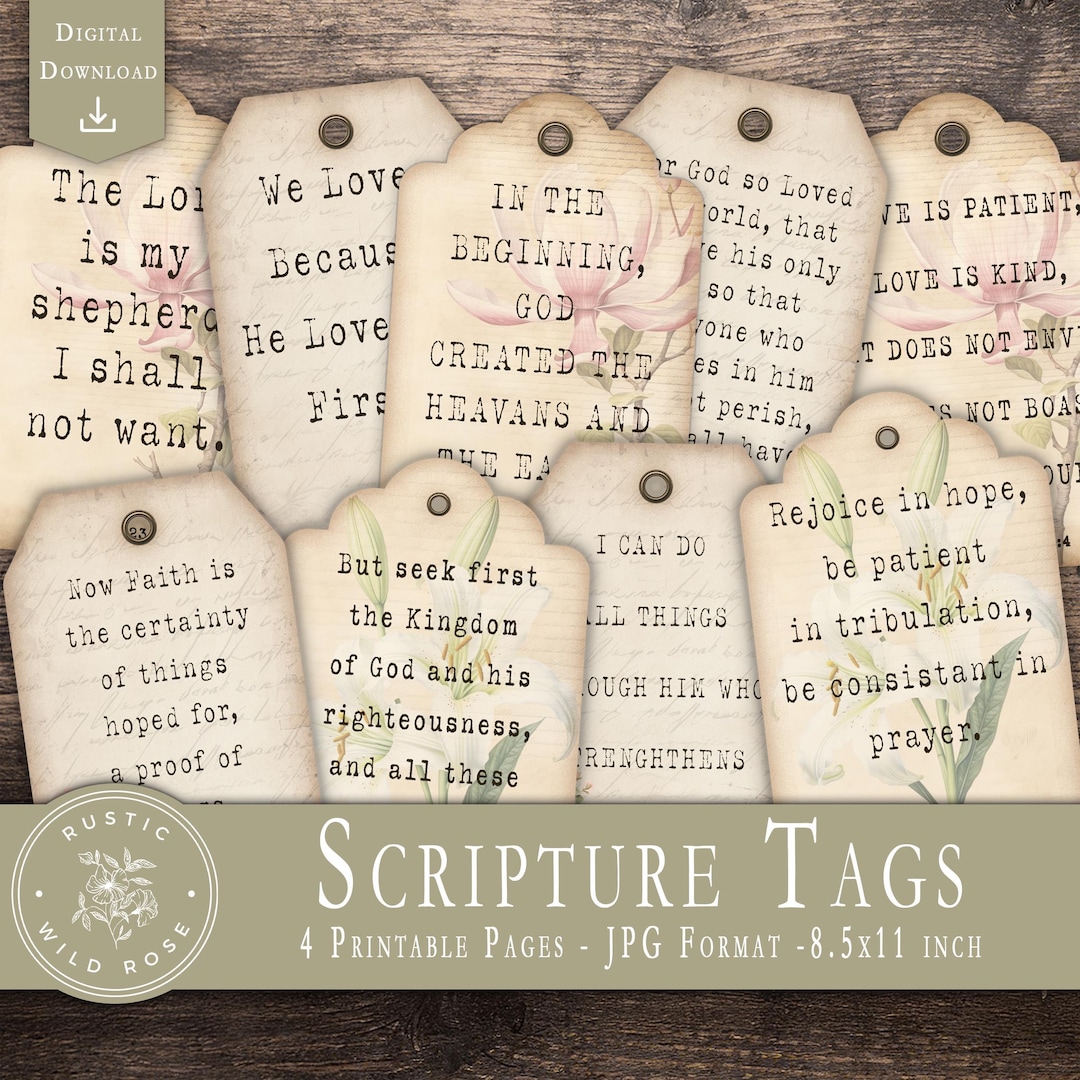 Printable Scripture Tags – Vintage Bible Verse Ephemera – Faith Junk ...