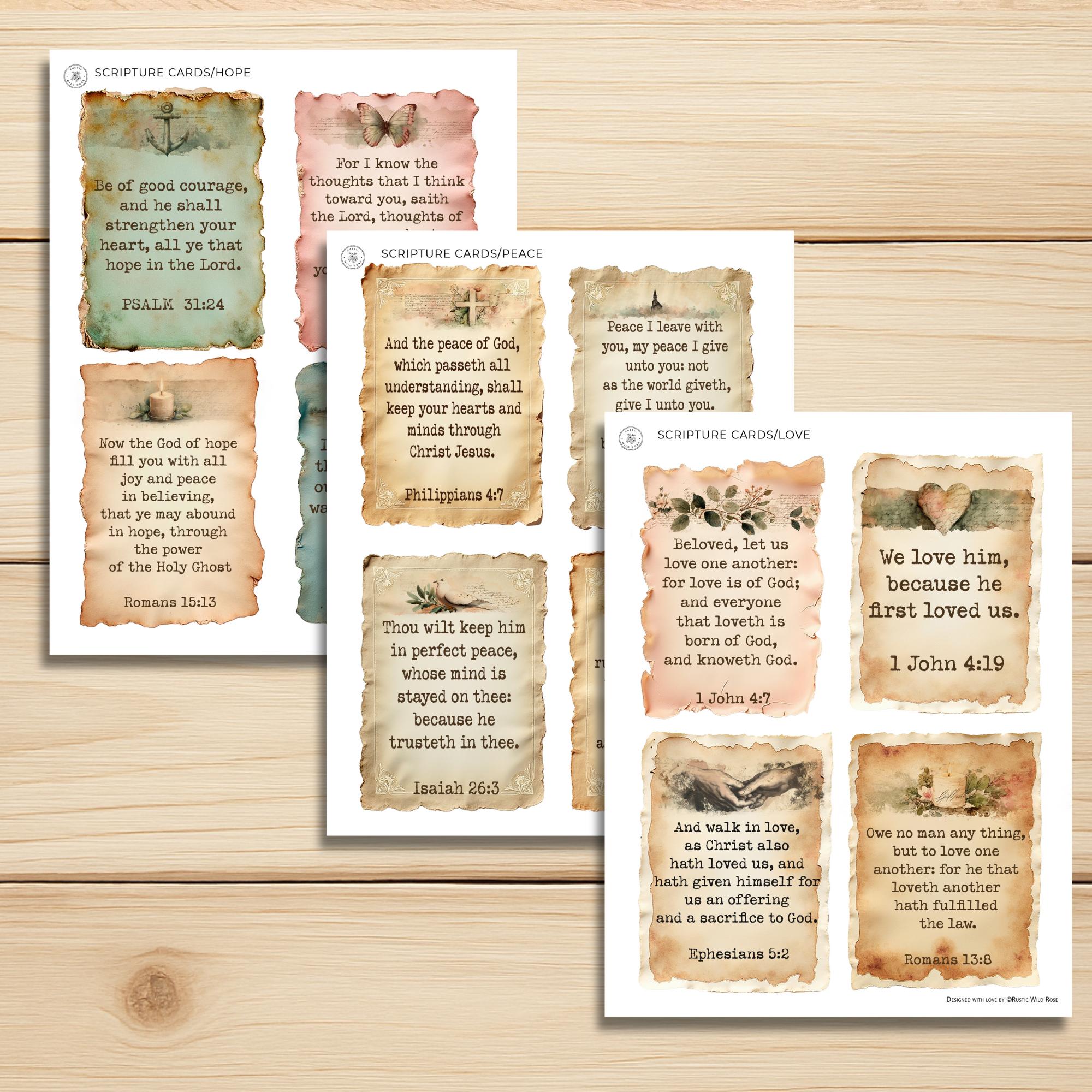 Printable Scripture KJV Junk Journal Kit, Vintage Scripture Cards Set ...