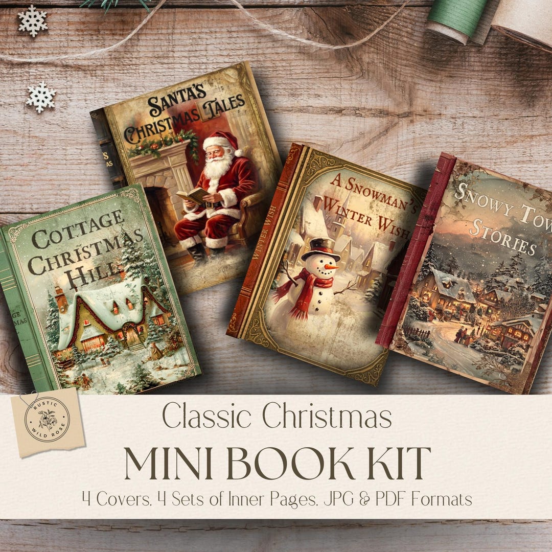 Classic Christmas Mini Book Kit Printable Vintage Books, Junk Journal ...