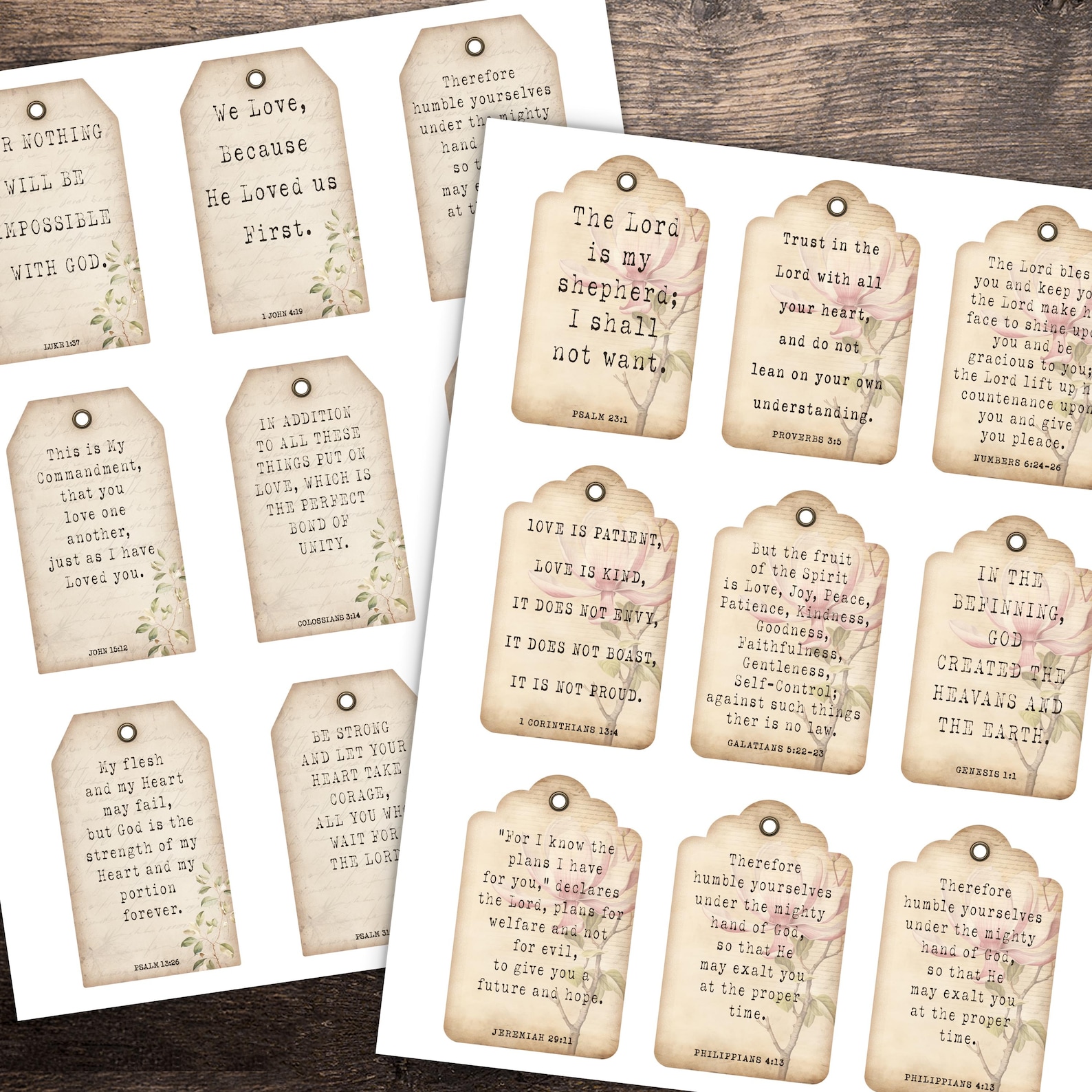 Printable Scripture Tags – Vintage Bible Verse Ephemera – Faith Junk ...