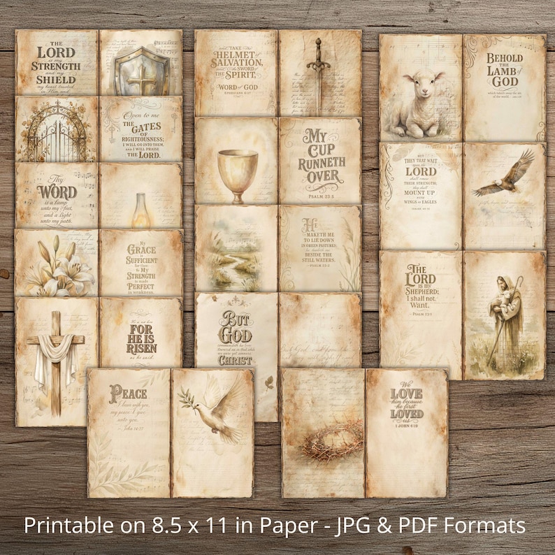 Junk Journal Kit Scripture Themed, Vintage Printable Christian Bible ...