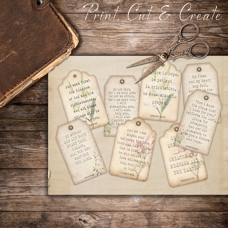 Printable Scripture Tags – Vintage Bible Verse Ephemera – Faith Junk ...