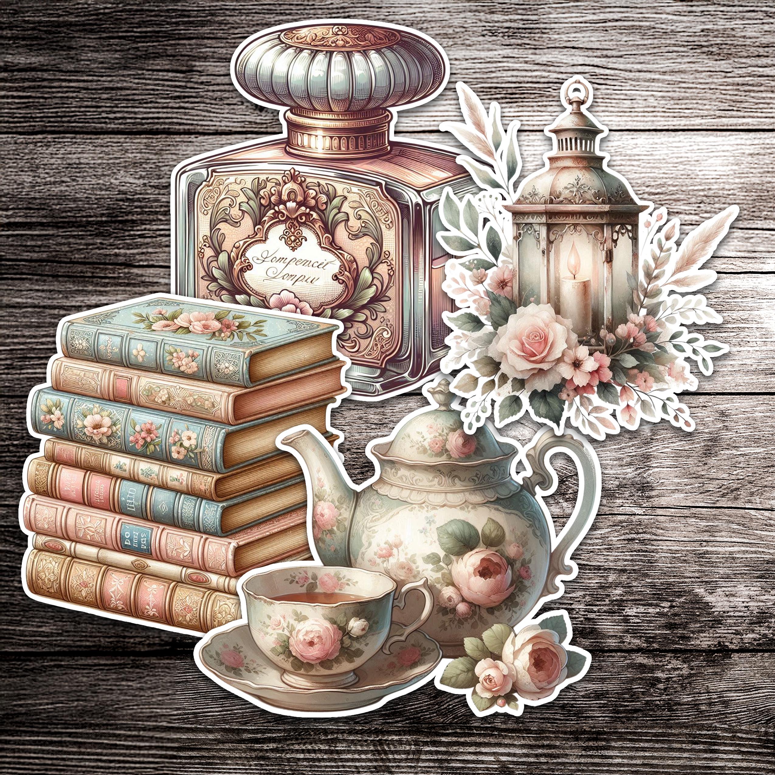Shabby Chic Floral Clipart – Vintage Rose Digital Download – Romantic ...