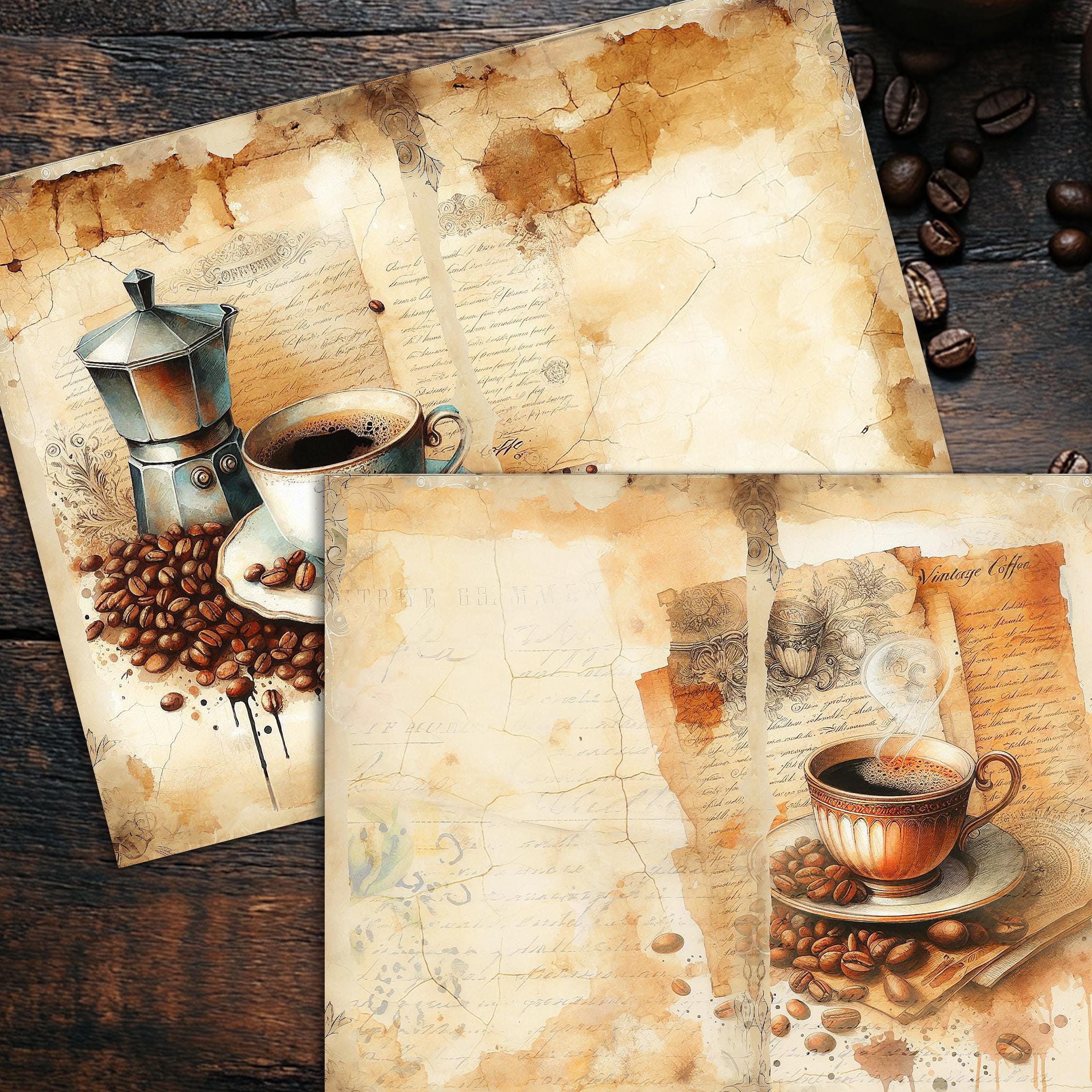 Vintage Coffee Junk Journal Pages | Digital Printable Paper | Grunge ...