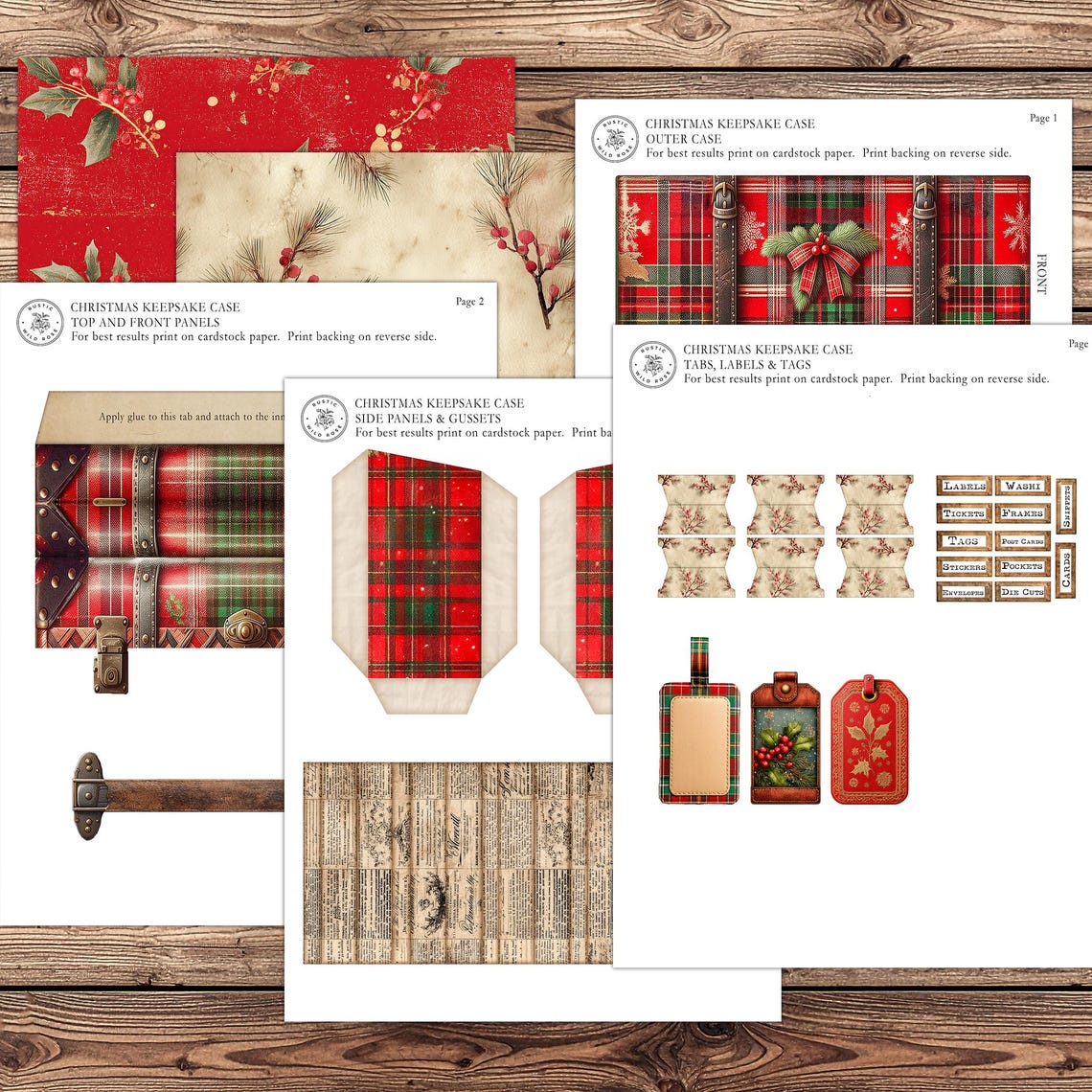 Vintage Christmas Keepsake Case | Printable Storage Box Kit | Digital ...