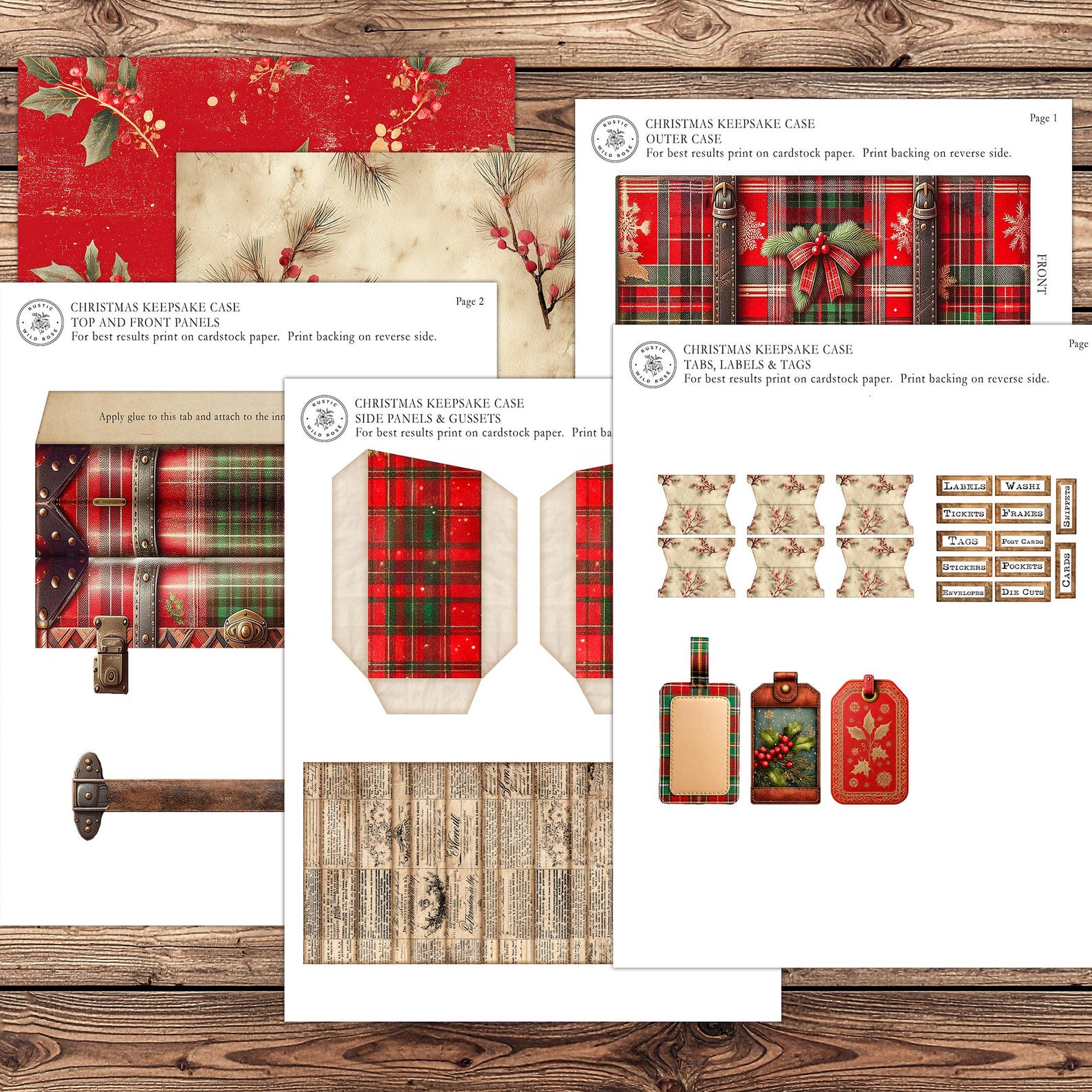 Vintage Christmas Keepsake Case | Printable Storage Box Kit | Digital ...