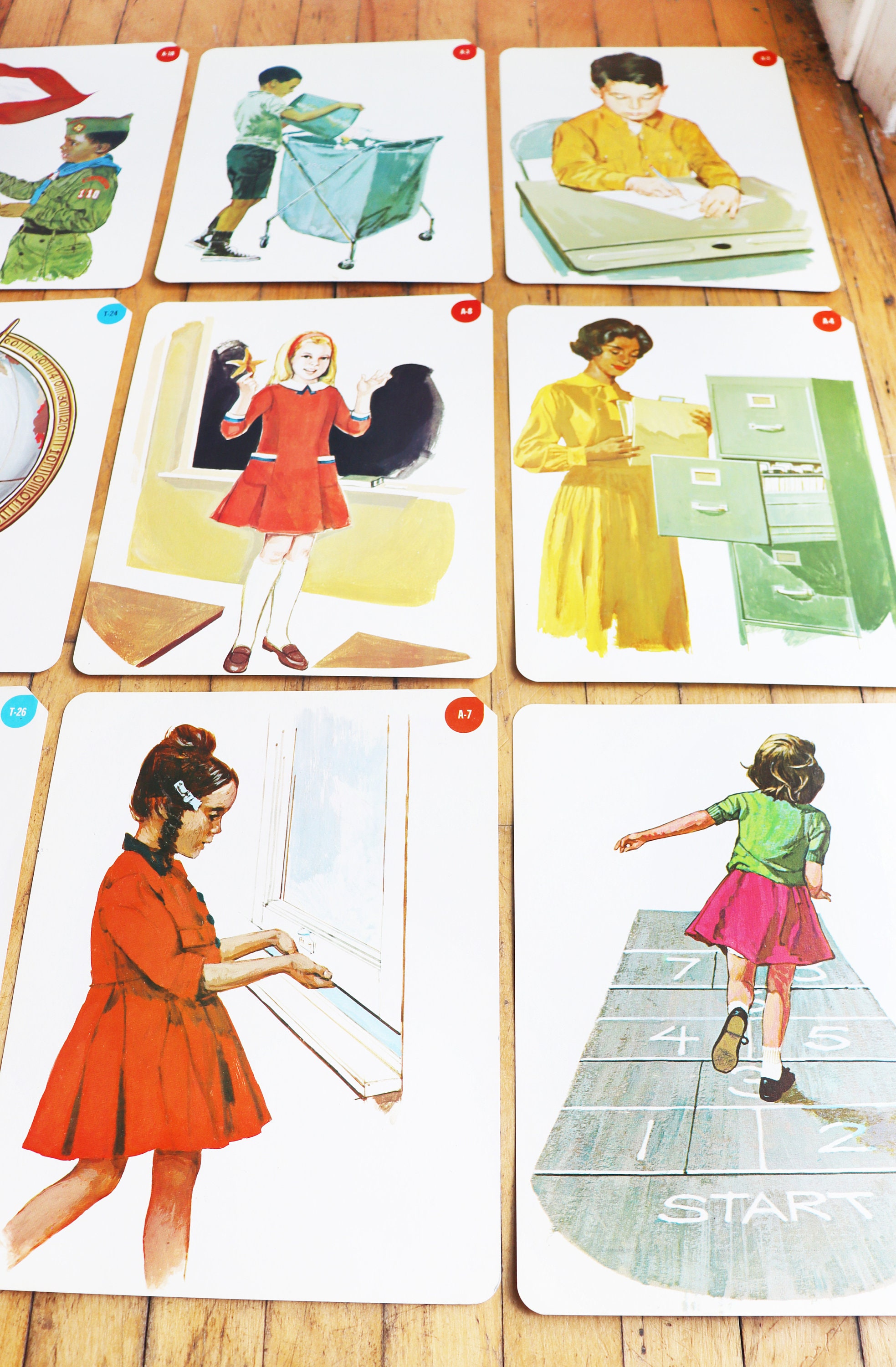 Set of 12 Mid-century School Themed Flash Cards - 1960s Peabody ...