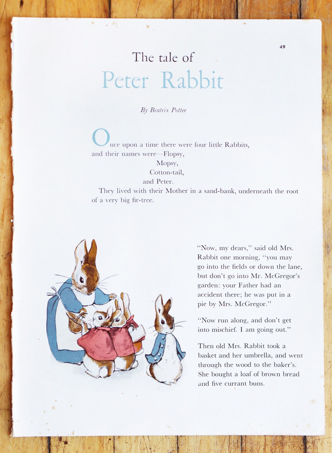 Original "the Tale of Peter Rabbit" Story Book Pages From 1950 Better ...