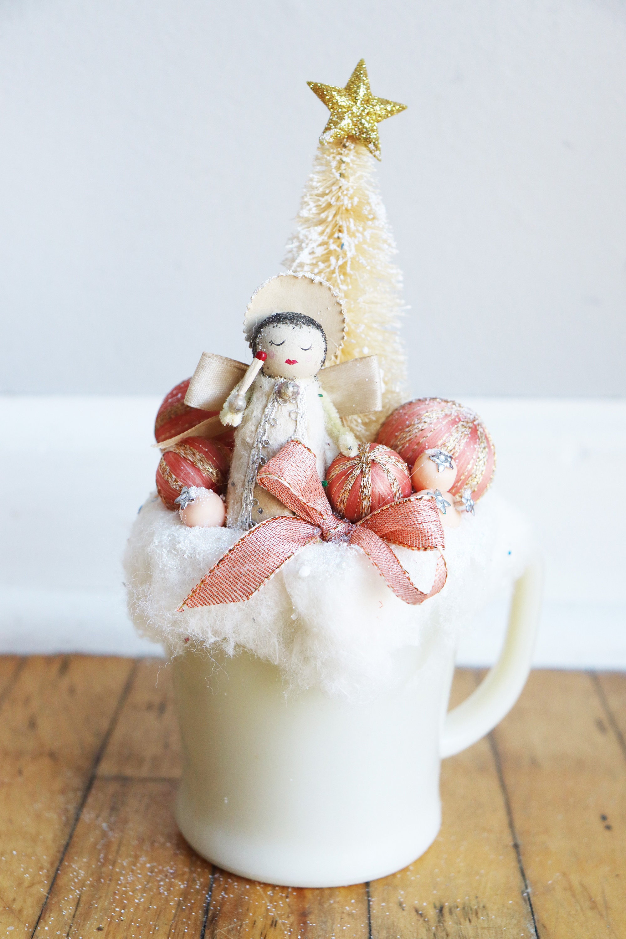 Vintage Vignette/scene/assemblage in Cream Fire King Mug With Angel ...
