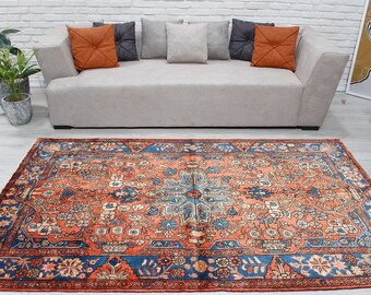 Orange and Blue Rug - Etsy
