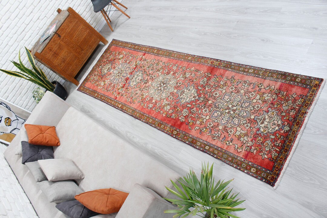 3'3 X 11' Pastel Red Color Runner Rug Top - Etsy