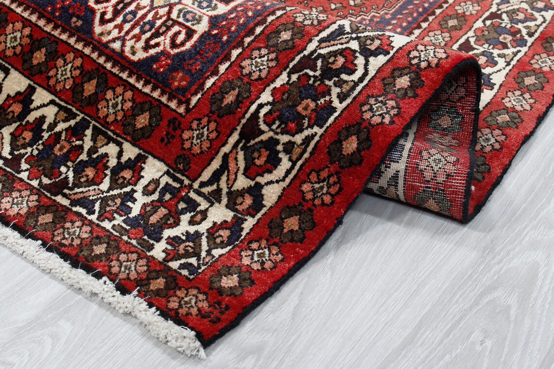 6'7 x 9'11 Luxury Red Deco Farmhouse Rug | Etsy