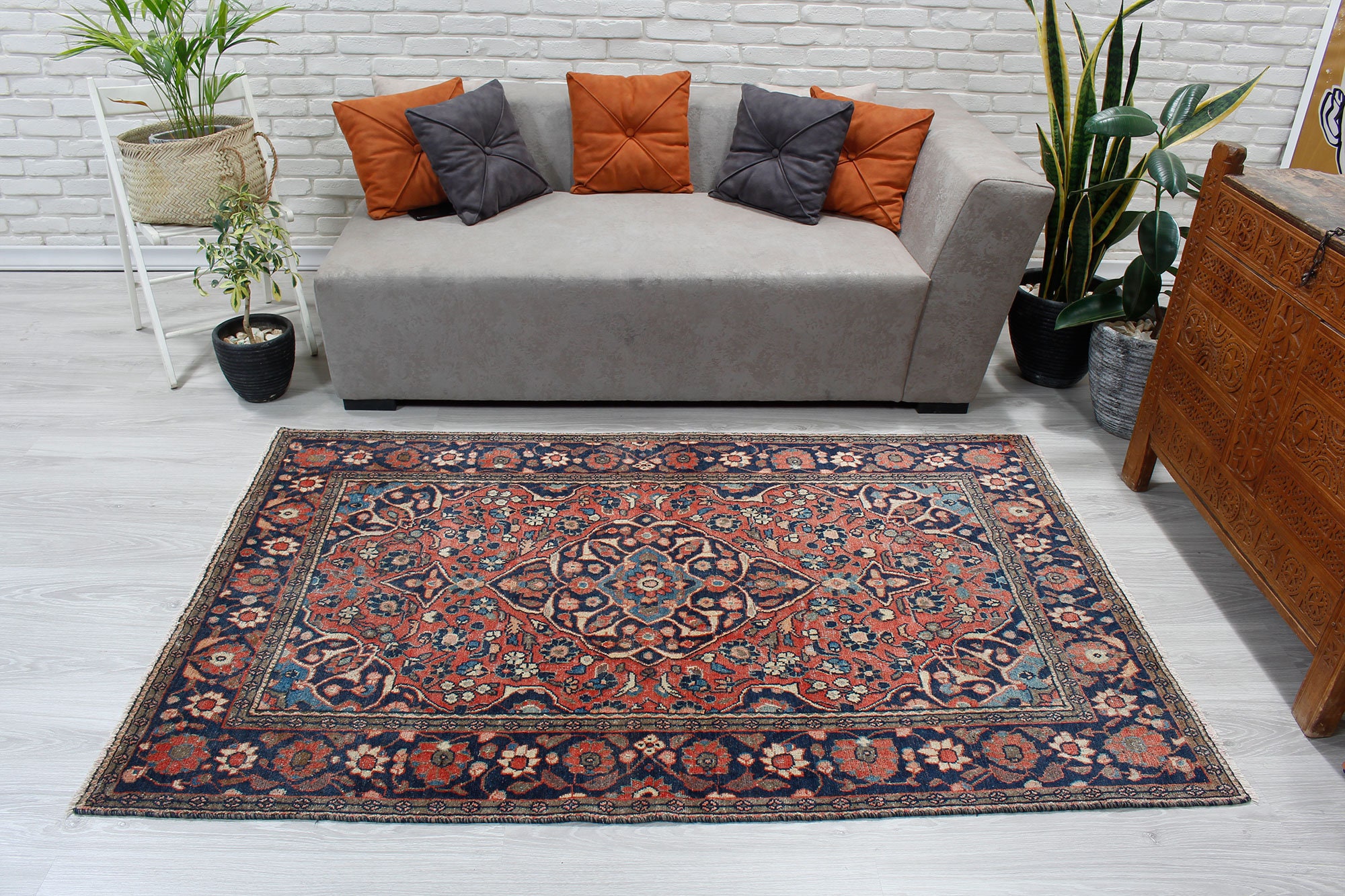 4'2 x 6'5 Vintage Handmade Area Rug | Etsy