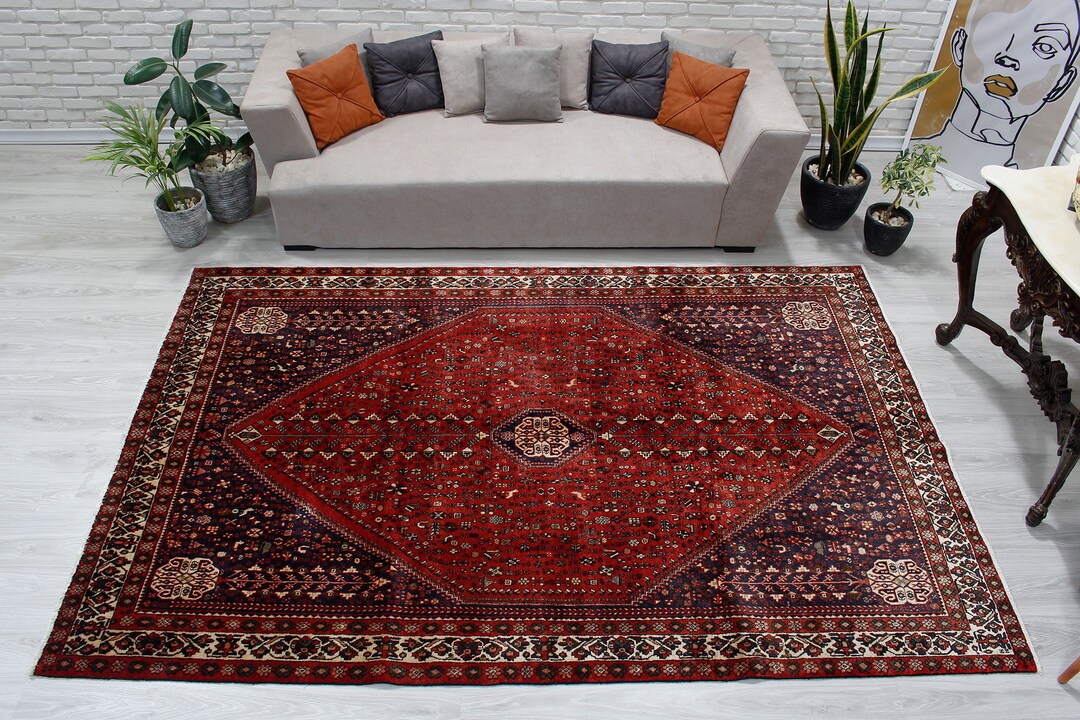 6'7 X 9'11 Luxury Red Deco Farmhouse Rug - Etsy