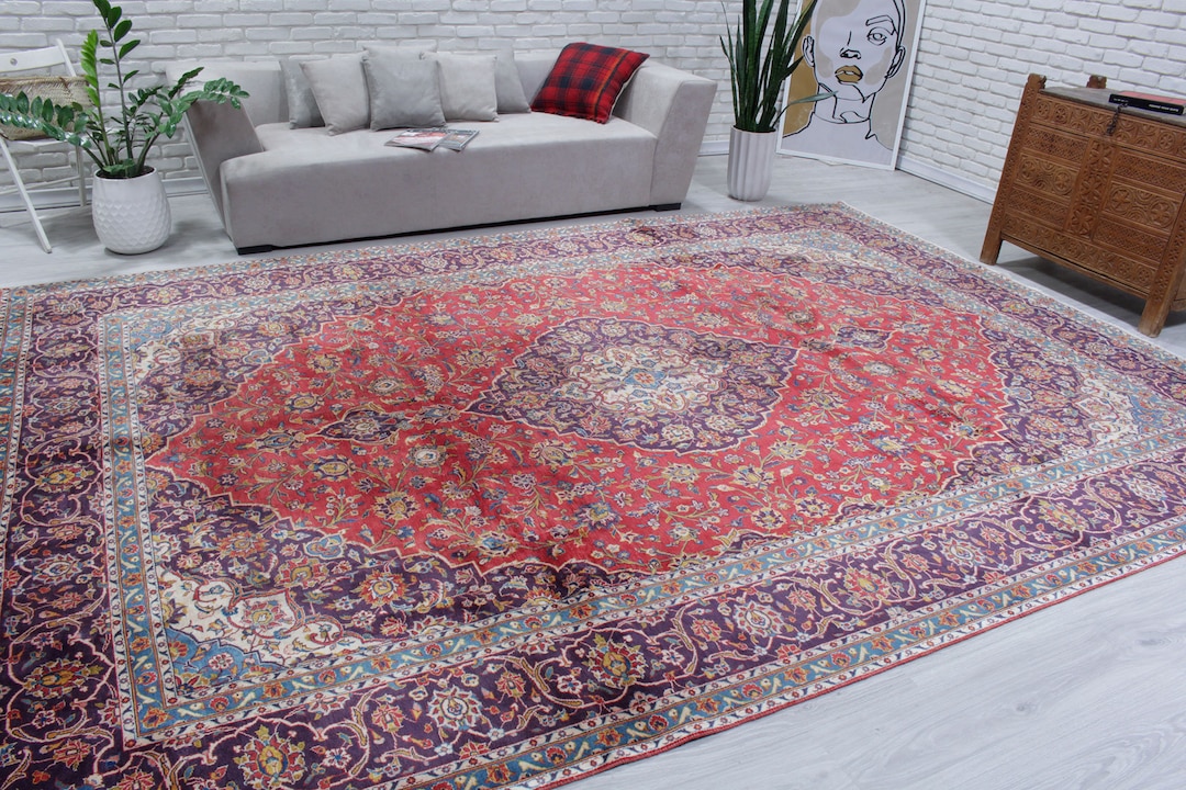 9x13 Rug for Living Room Handmade Rug Red Persian Rug - Etsy