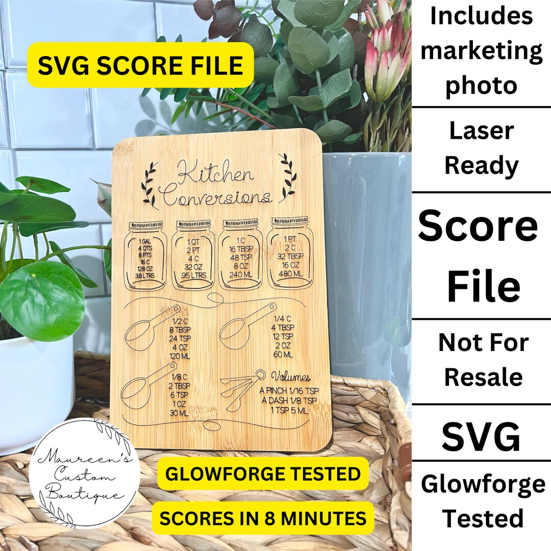 SCORE SVG Kitchen Conversions File | Laser File | Cut File | Score ...