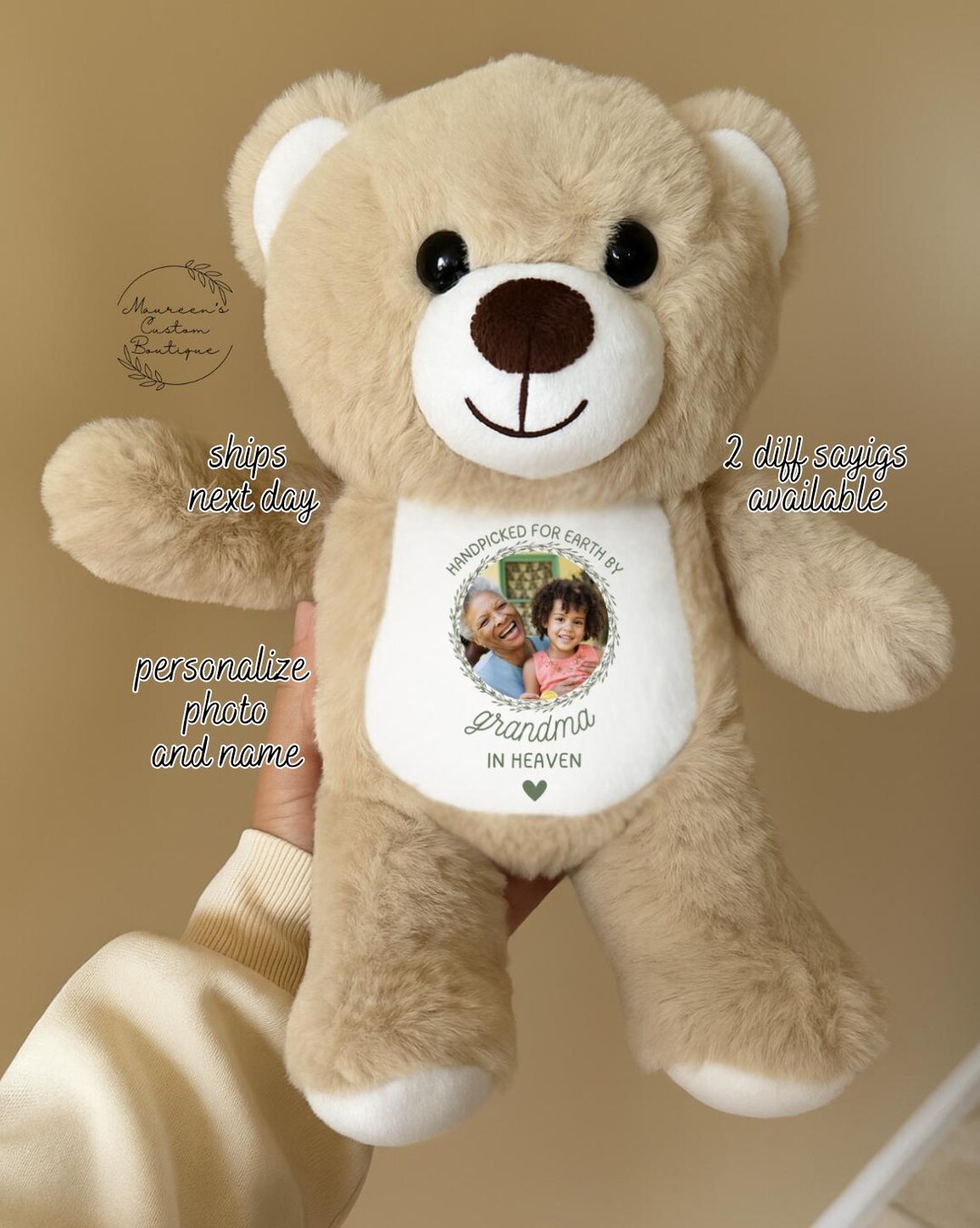 Personalized Photo Memorial Plush | Bear | Personalised Grandparent ...