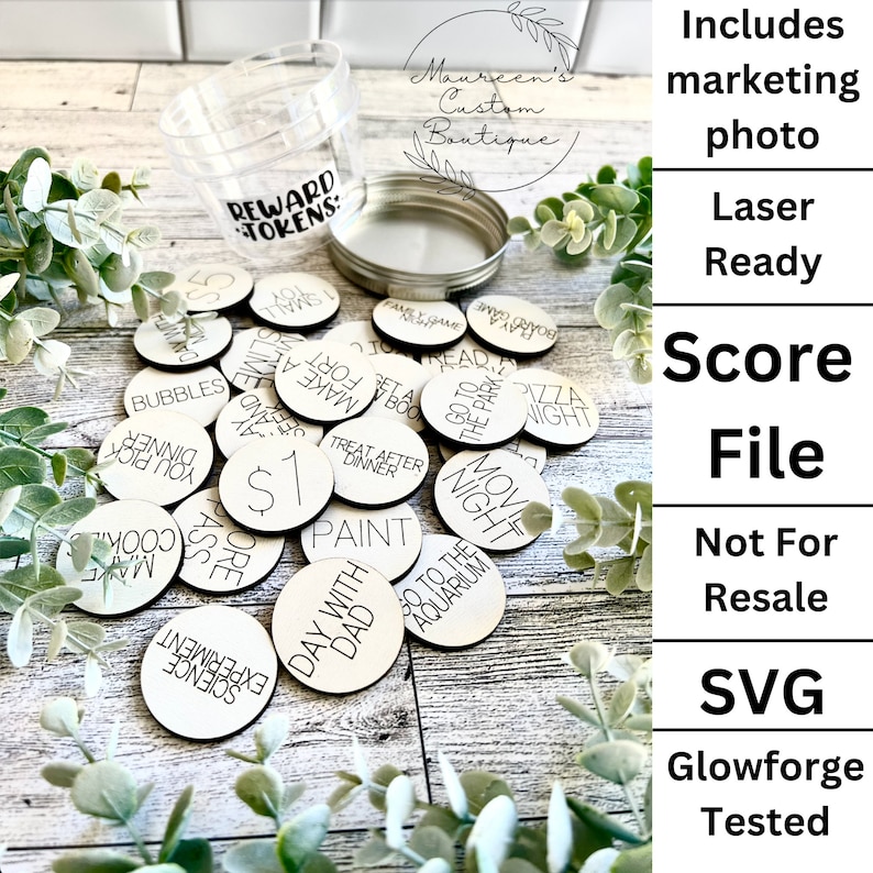 Reward Tokens SVG | Score File | Glowforge Tested | Laser File | Cut ...