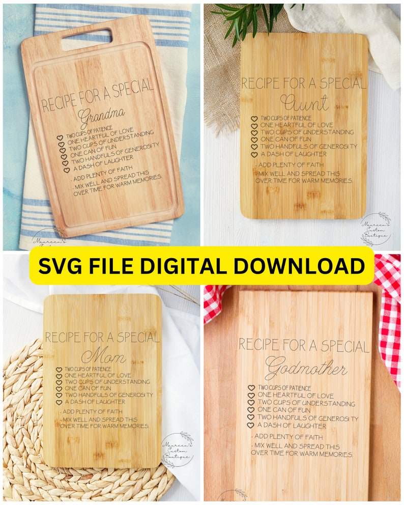Cutting Board SCORE SVG Digital File Scoring Cut File Glowforge Aunt ...