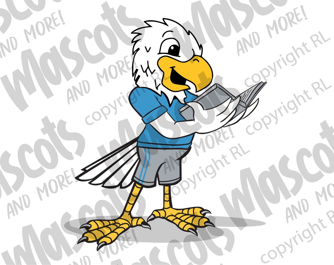 Eagle Mascot Reading in Svg, Eps, Ai, Png Jpeg - Etsy