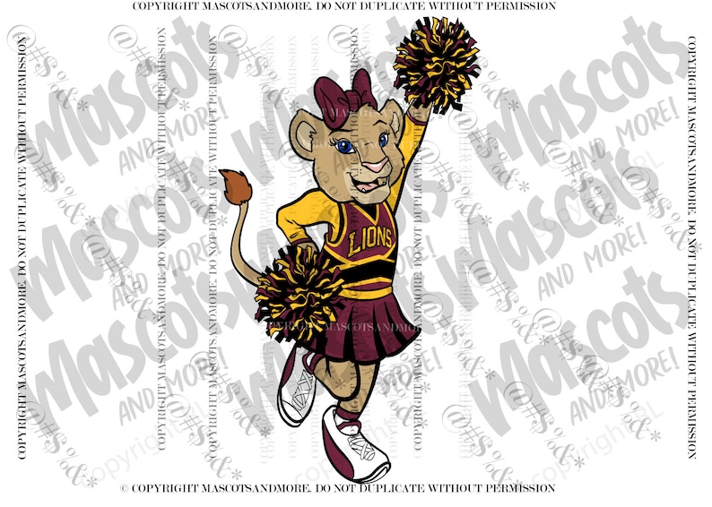 Lion Cheer Mascot in Vector, Jpeg, Png, Pdf, Eps, Svg - Etsy