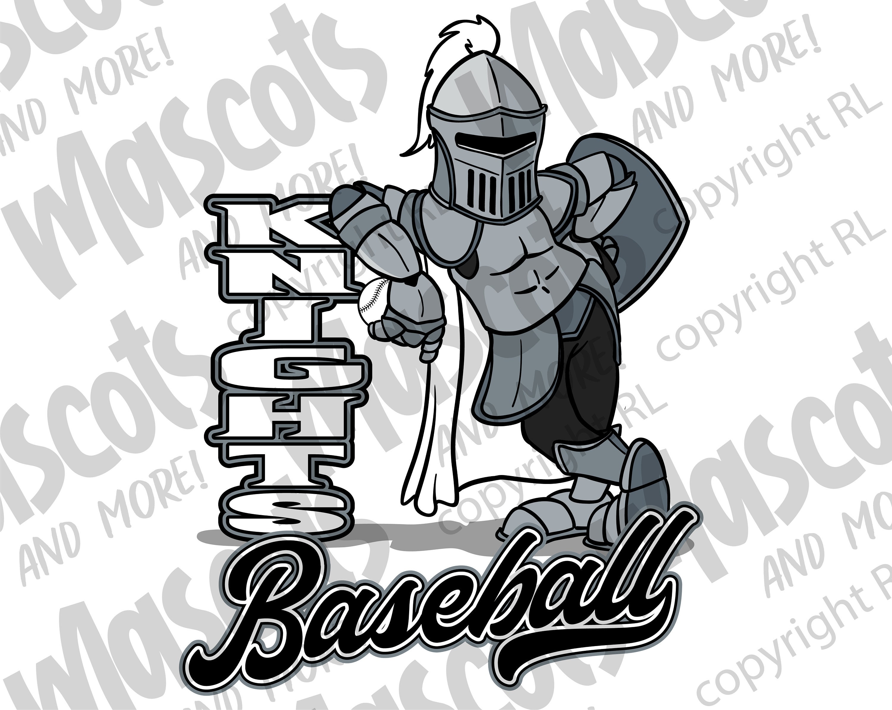 Knight BASEBALL Mascot in Svg, Eps, Png, Jpg, Pdf - Etsy