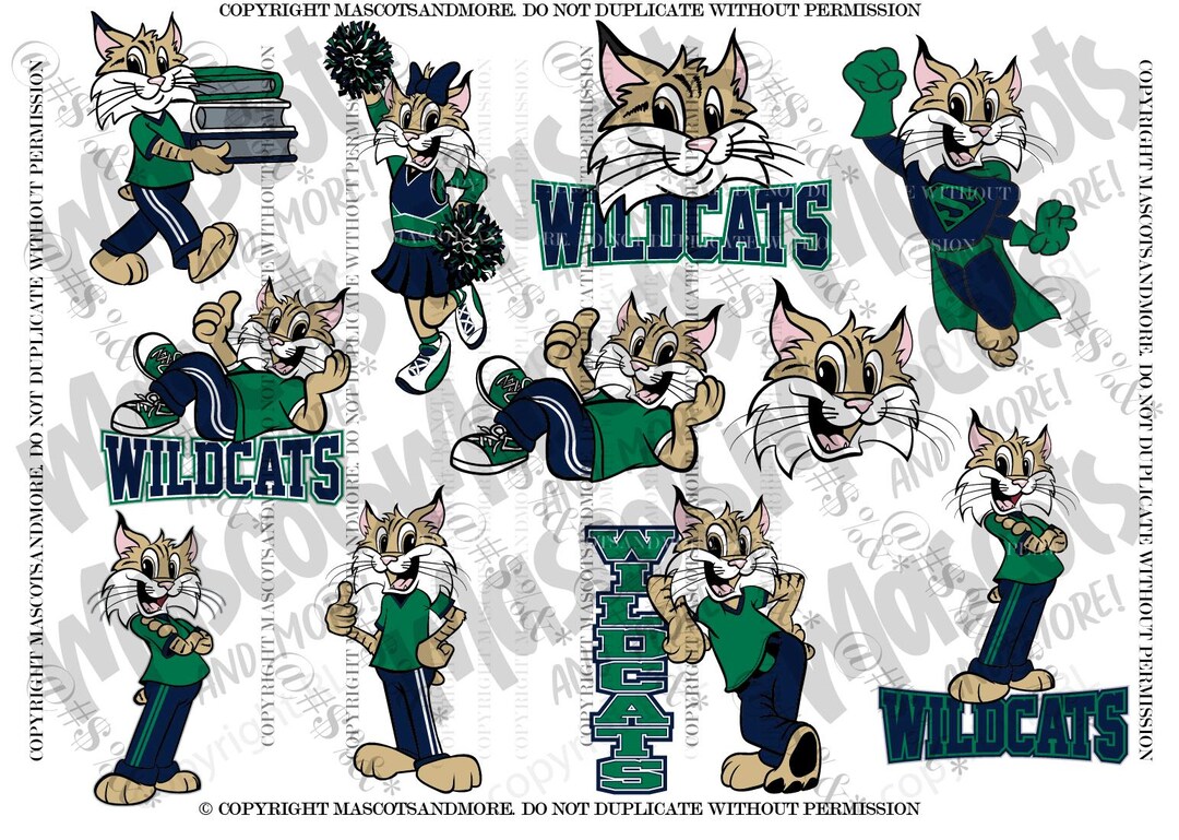 Bobcat Mascots in in 11 Different Poses including Coloring Pages in ...