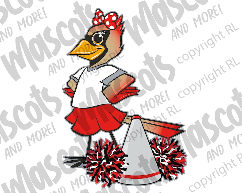 Cheerleading Cardinal Mascot in Vector, Jpeg, Png, Pdf, Eps, Svg - Etsy
