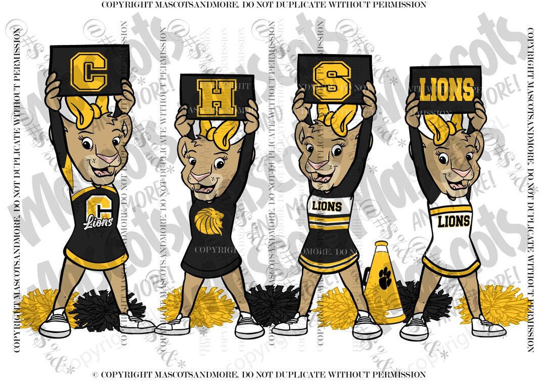 Lion Cheer Mascots in Vector, Jpeg, Png, Pdf, Eps, Svg - Etsy
