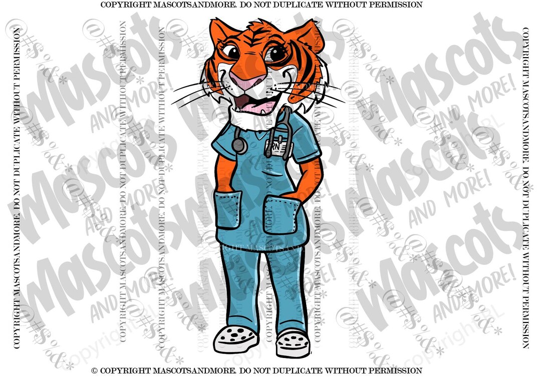 Tiger Nurse Mascot in Vector, Svg, Eps, Pdf, Png - Etsy