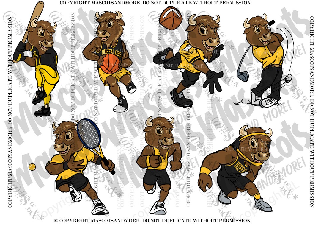 Buffalo Sports Pack Mascots in Vector, Png, Pdf, Eps, Svg - Etsy