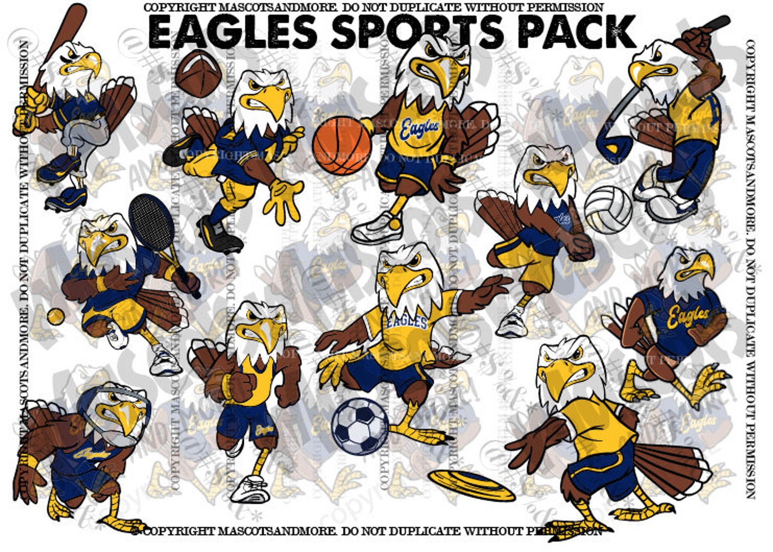 Eagle Sports Pack Mascots in Vector, Png, Pdf, Eps, Svg - Etsy